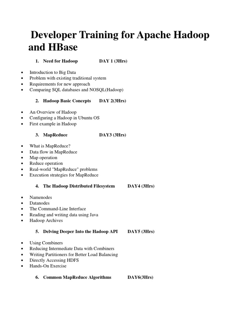 Developer Training For Apache Hadoop and Hbase | PDF