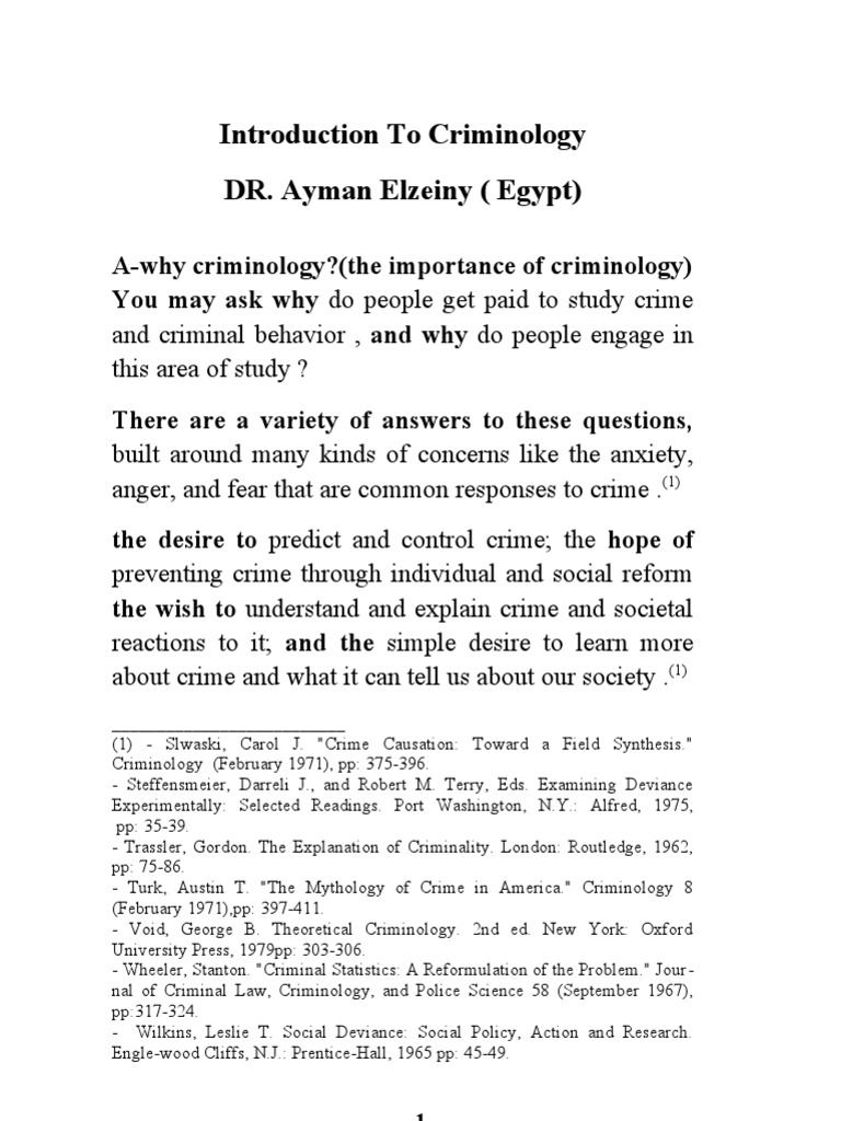 Introduction To Criminology | PDF | Criminology | Crime & Violence