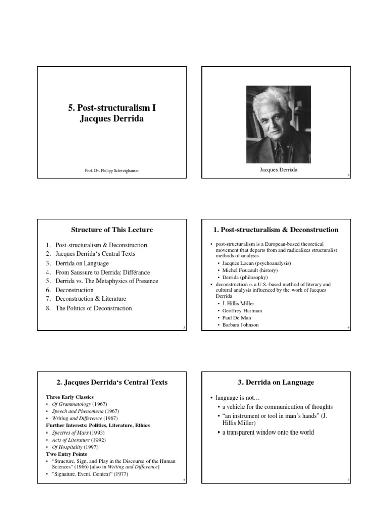 Post-Structuralism & Derrida | PDF | Deconstruction | Jacques Derrida
