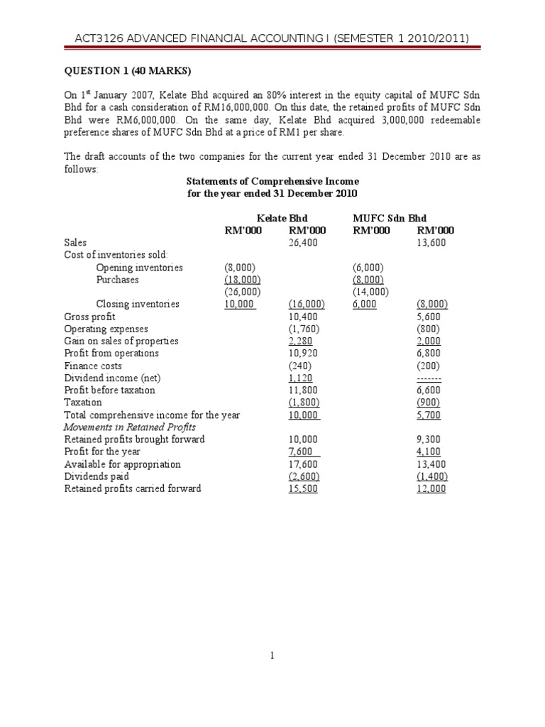 Sample Past Year Exam Question | PDF | Balance Sheet | Expense