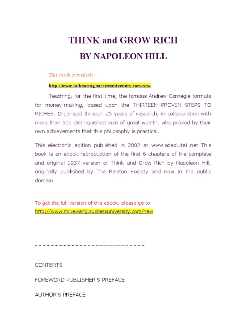 FREE Think and Grow Rich Chapter 1 | PDF | Napoleon Hill | Thomas Edison