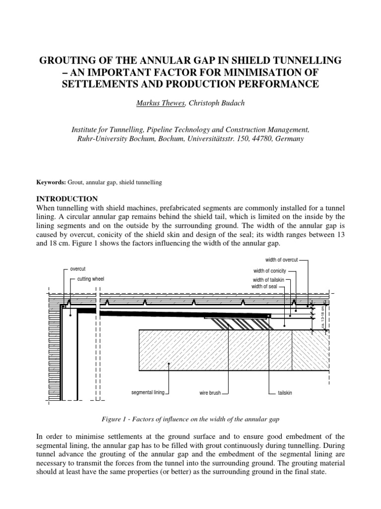 Grouting of The Annular Gap in Shield Tunnelling | PDF | Pump | Cement