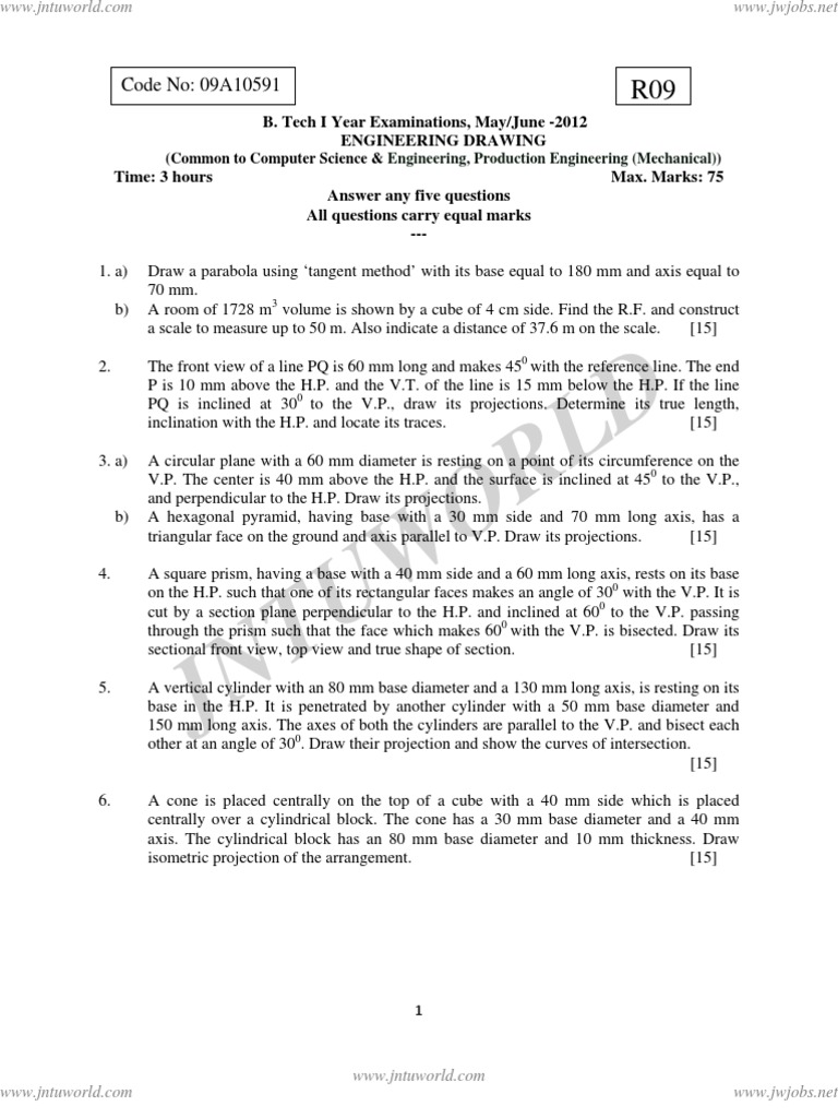 Engineering Drawing Cse Pe | PDF | Perpendicular | Cartesian Coordinate ...