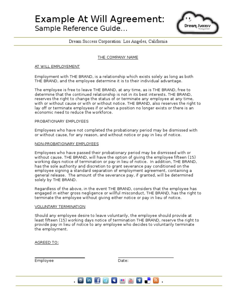 Example At-Will Agreement | PDF