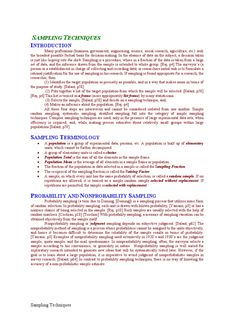 Sampling Techniques | PDF | Standard Error | Sampling (Statistics) Sampling Techniques | PDF | Standard Error | Sampling (Statistics)