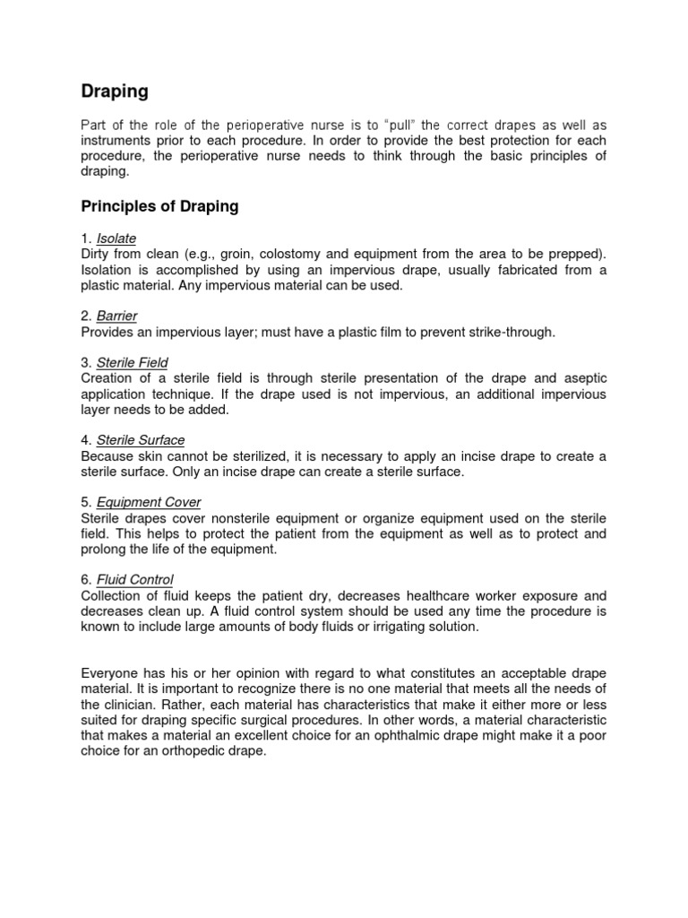 Principles of Draping | Download Free PDF | Surgery | Building Engineering