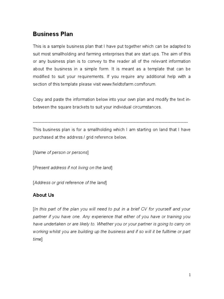 A Sample Smallholding Business Plan | PDF | Domestic Pig | Farmers' Market
