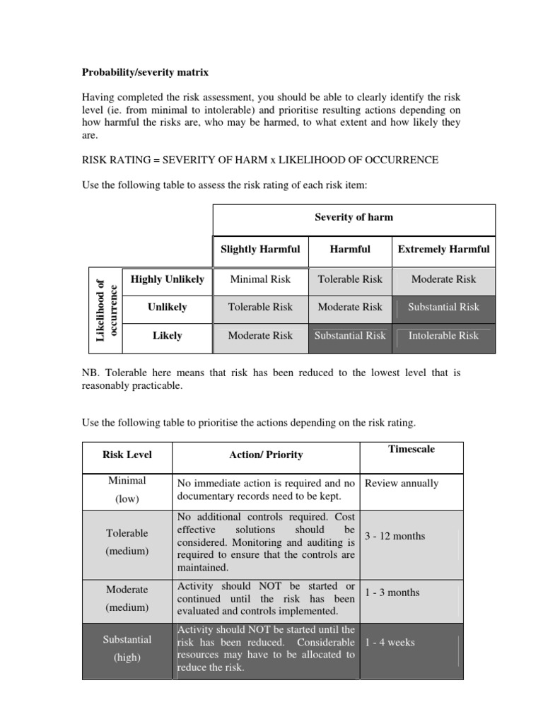 Risk Probability Severity Matrix | PDF