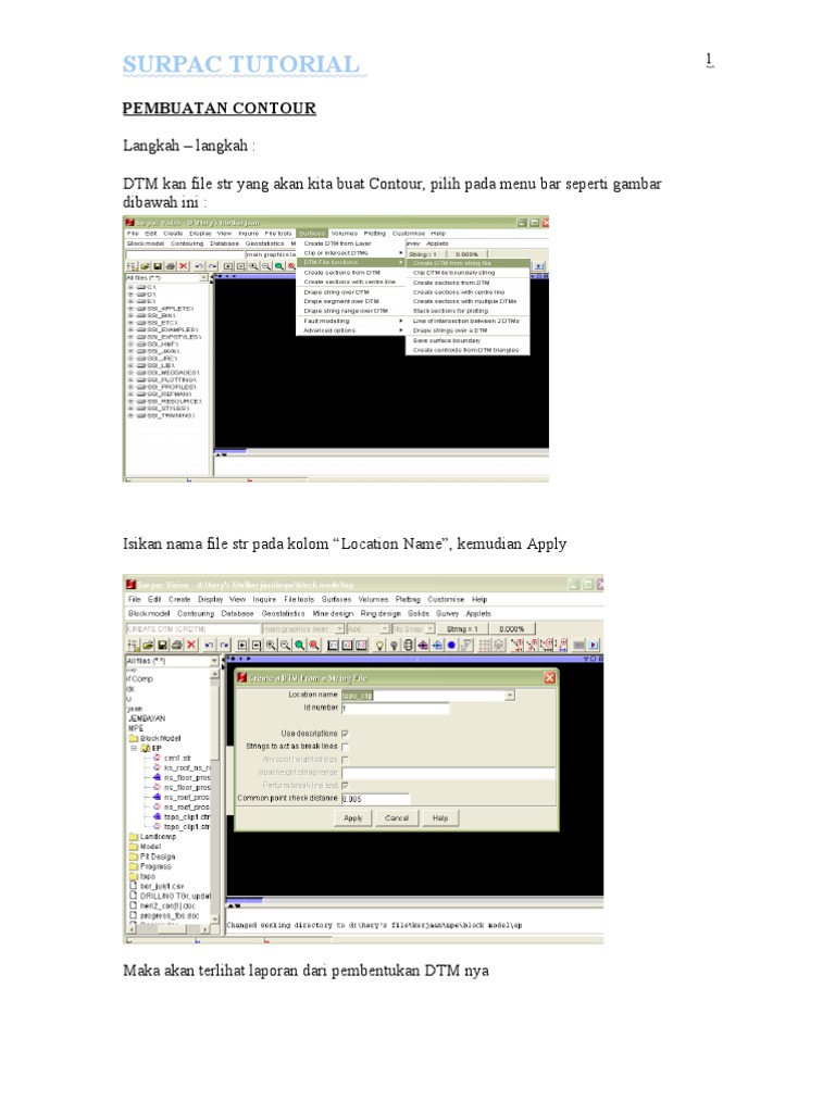 Surpac Tutorial - Pembuatan Contour | PDF
