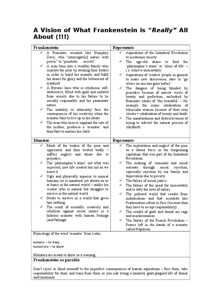 A Vision of What Frankenstein Is "Really" All About (!!!) | PDF ...