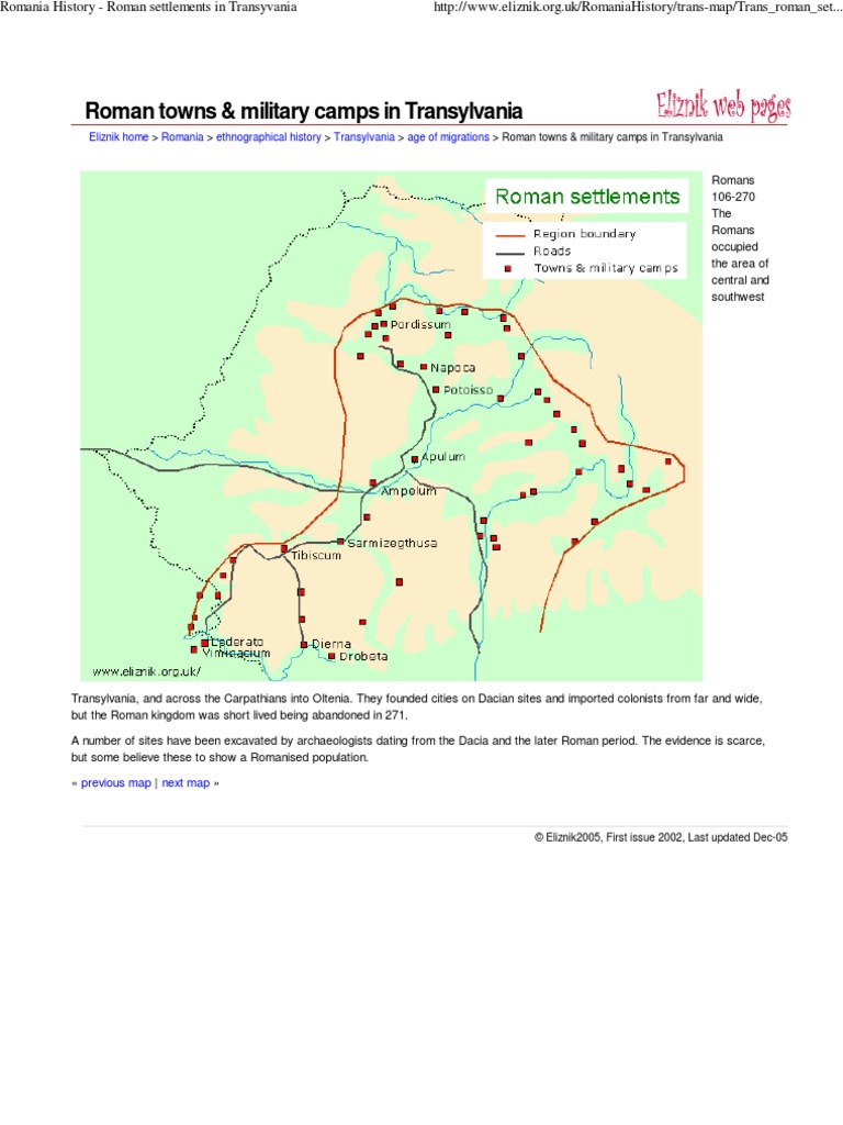 Romania History - Roman Settlements in Transyvania | PDF | History