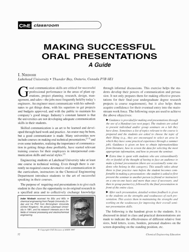 Making S U C C e S S Ful Oral Presentations | PDF