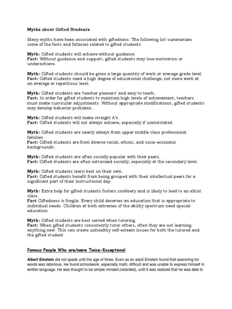Myths and Facts About Gifted Students | PDF
