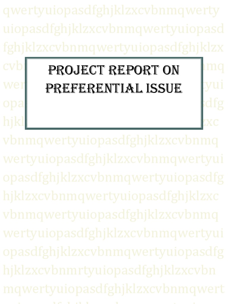Project Report On Preferential Issue | Download Free PDF | Warrant ...
