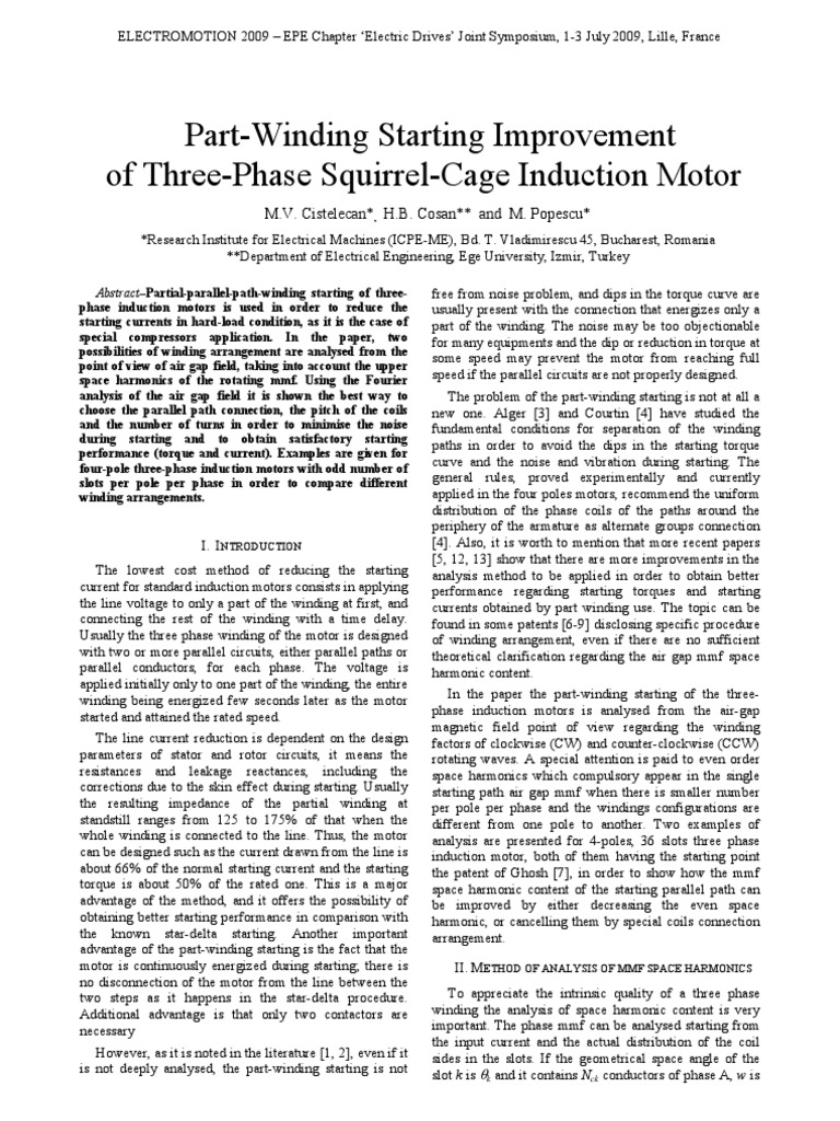 Ten Part-Winding Arrangements in Sample 4-Pole Induction Motor | PDF ...