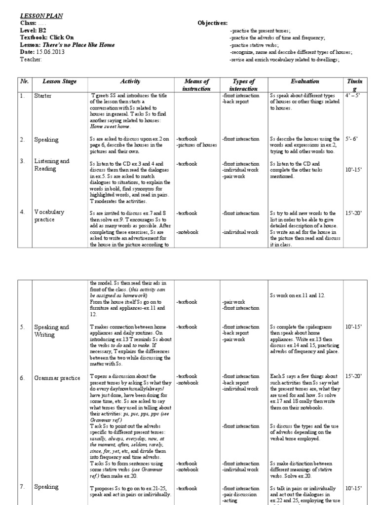 Lesson Plan-There's No Place Like Home 15.06.13 | PDF | Lesson Plan ...