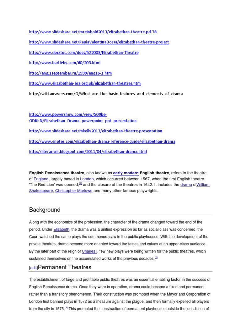 The Rise of Professional Theatre in Elizabethan England: An Overview of ...