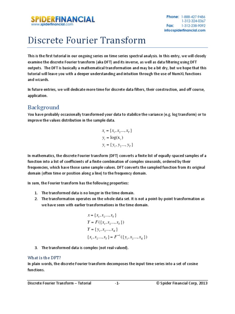 Discrete Fourier Transform in Excel Tutorial | PDF | Discrete Fourier ...
