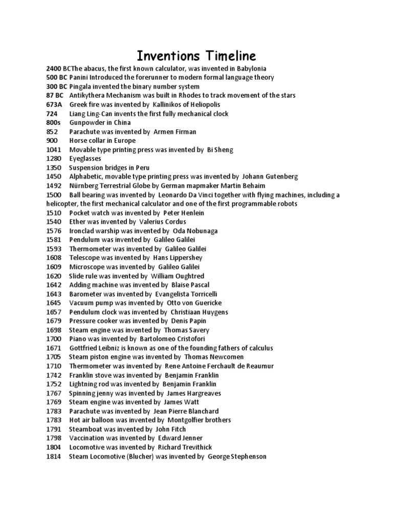 Inventions Timeline | PDF