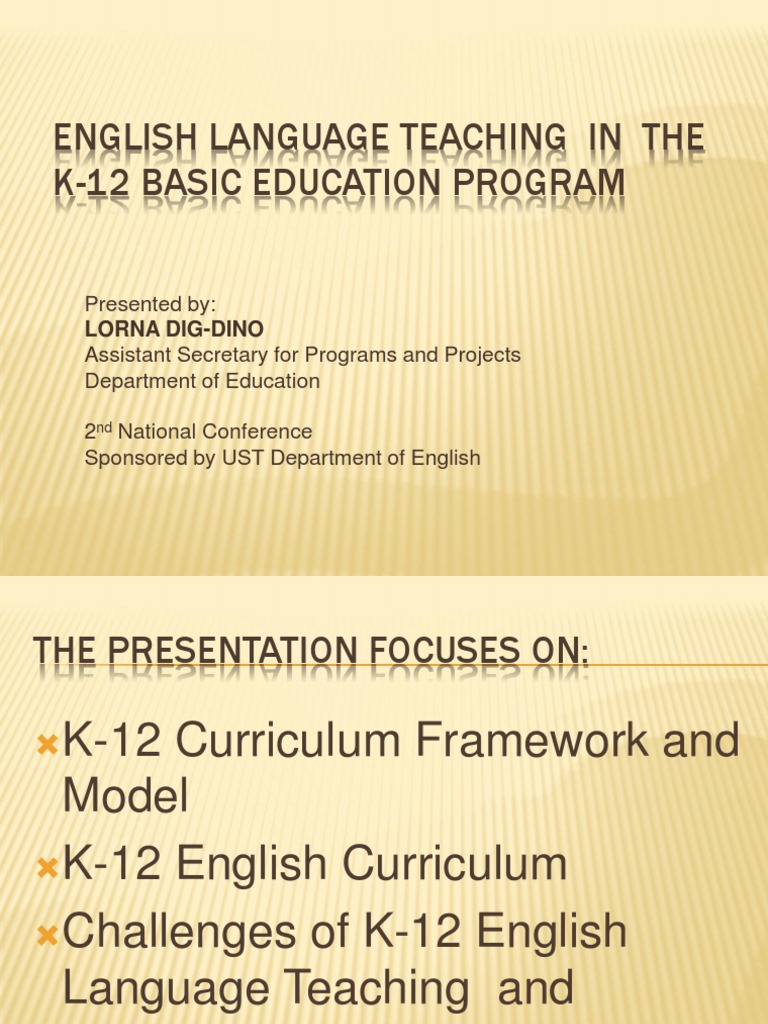 English Language Teaching in the K 12 Basic Education1 | Curriculum ...