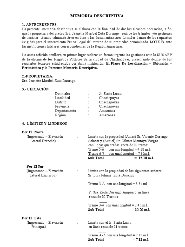 Memoria Descriptiva Lote B | PDF | Derecho