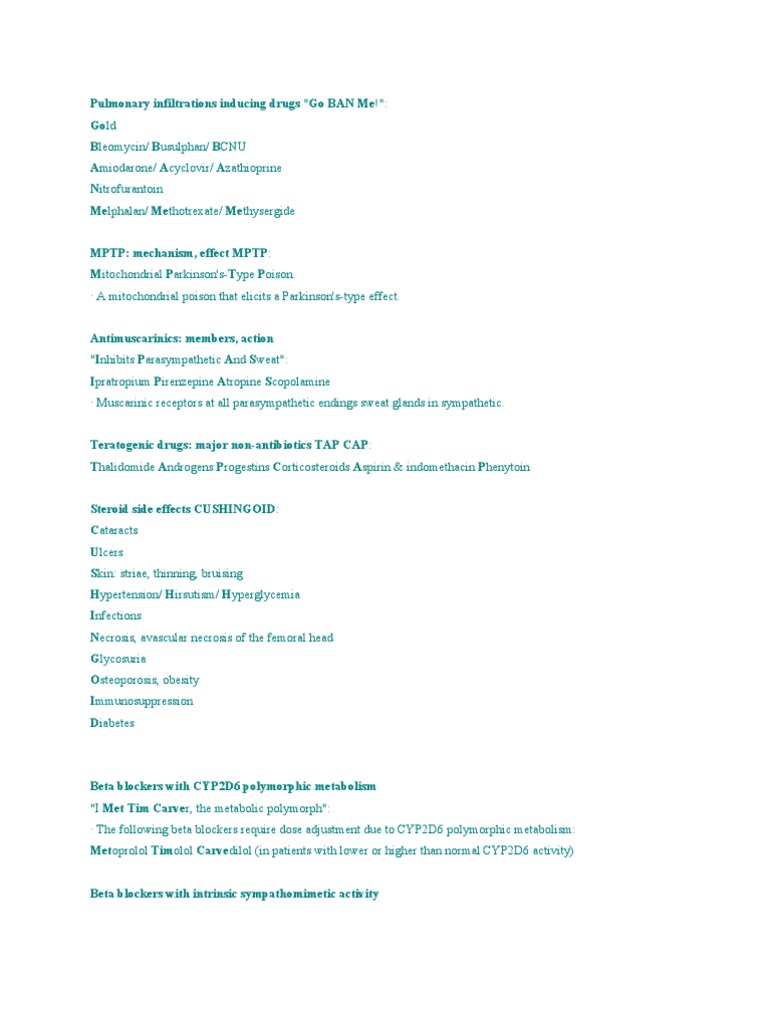 Mnemonics Pharmacology | Opioid | Benzodiazepine