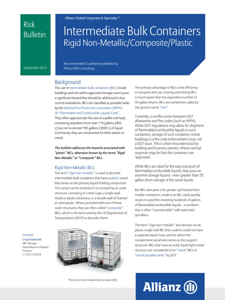 Intermediate Bulk Containers - FINAL PDF | PDF | Flammability | Fire ...