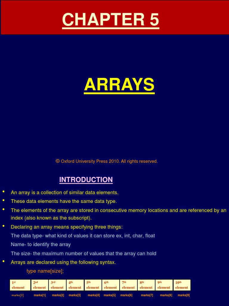 Arrays: Oxford University Press 2010. All Rights Reserved | PDF | Array Data Structure | Matrix ...