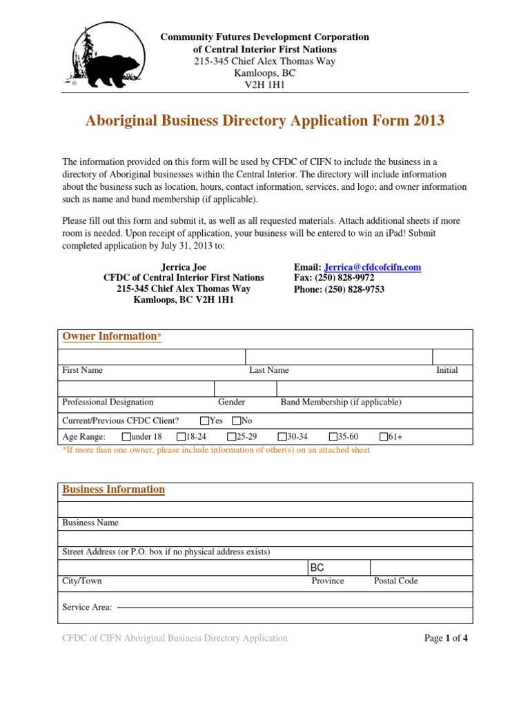 Aboriginal Business Directory Form | PDF | First Nations | Grocery Store