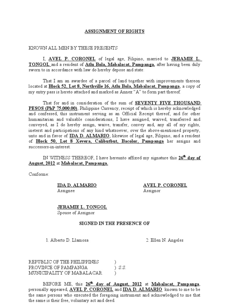 Assignment of Rights | PDF