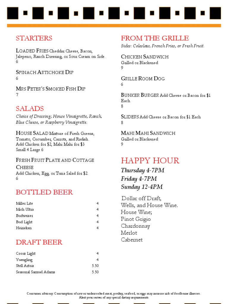 Summer Pub Menu Highlights | PDF | Cooking, Food & Wine