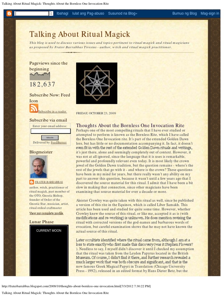 Talking About Ritual Magick Thoughts About The Bornless One Invocation ...