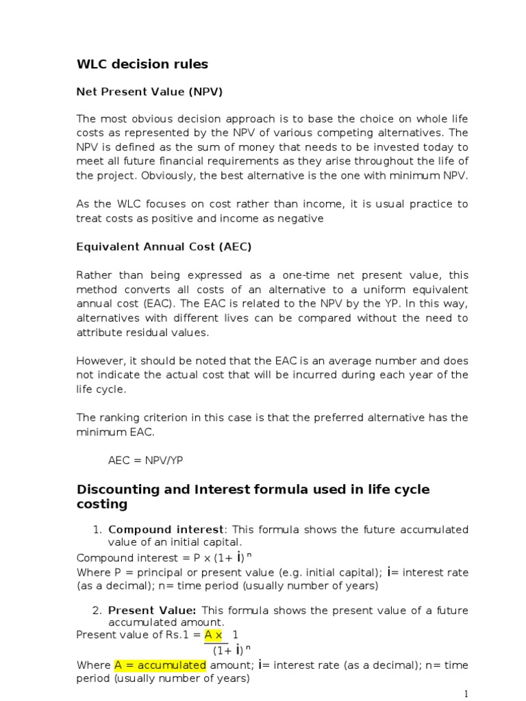 LCC Formula | PDF | Present Value | Net Present Value