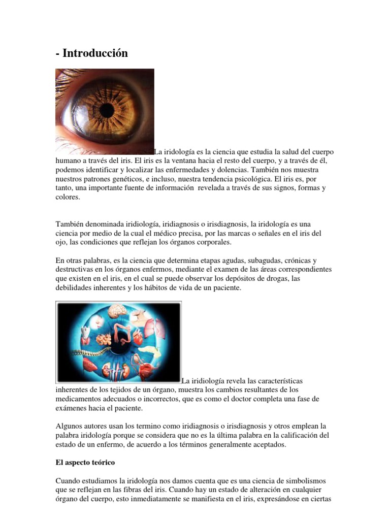 Introducción Iridologia | PDF | Medicina | Especialidades Medicas