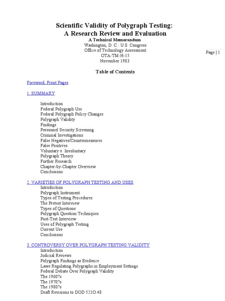 Scientific Validity of Polygraph Testing | Polygraph | Validity ...