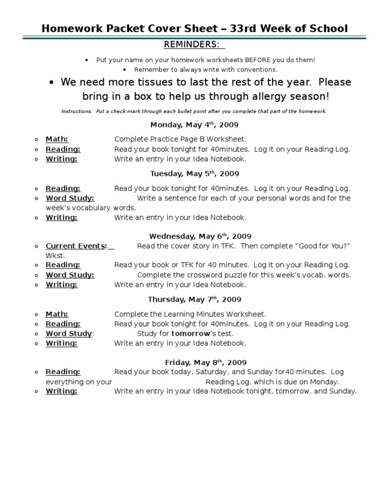 Homework Cover Sheet 050409 | PDF