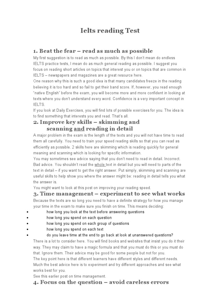 Ielts Reading Test | PDF | Question | Speed Reading