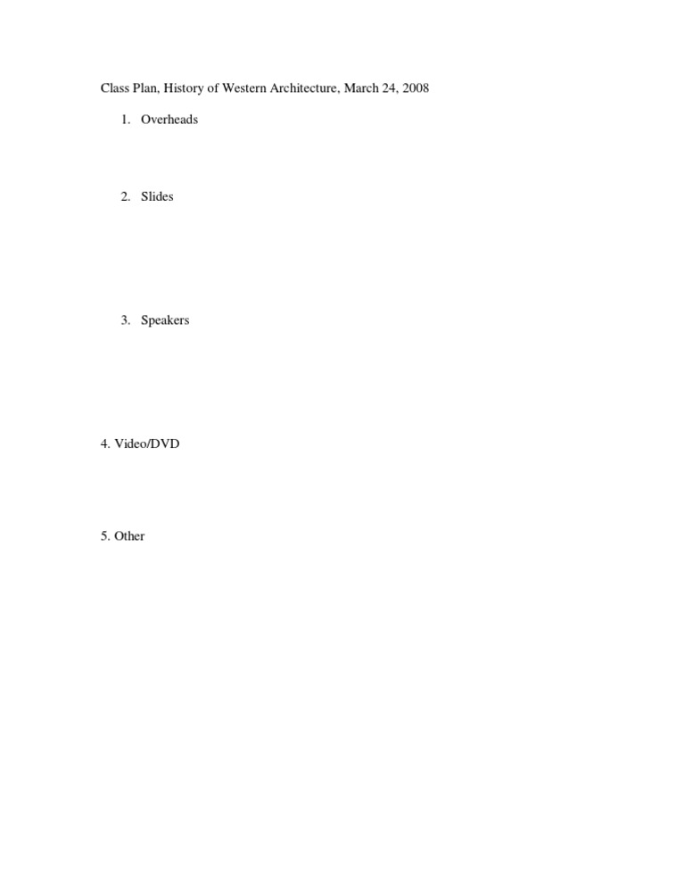 History of Western Architecture Class Plan | PDF | Social Science