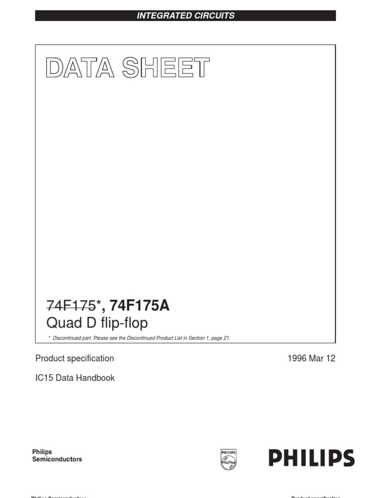 74F175, 74F175A Quad D Flip-Flop: Integrated Circuits | PDF ...