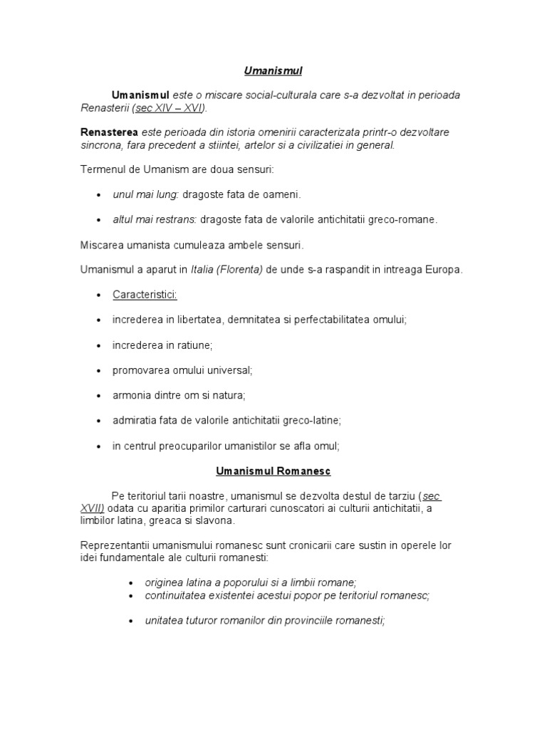 Curente Literare Romana Pentru Bac | PDF