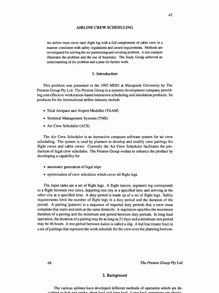 Airline Crew Scheduling Optimization | PDF | Mathematical Optimization ...