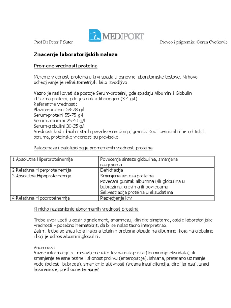 Znacenje Laboratorijskih Nalaza | PDF