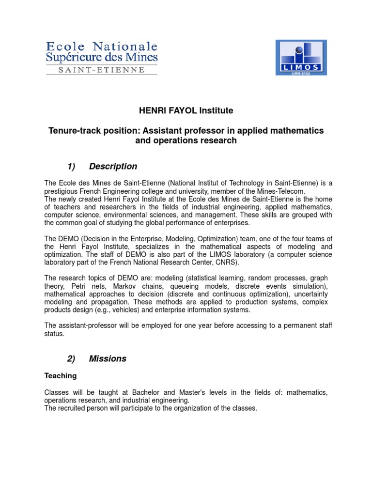 MA Position V2 Eng | PDF | Industrial Engineering | Operations Research