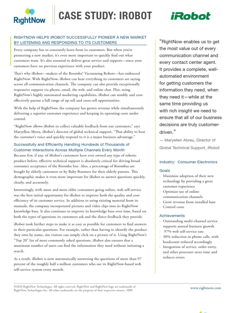 Irobot Case Study | PDF | Call Centre | Software As A Service