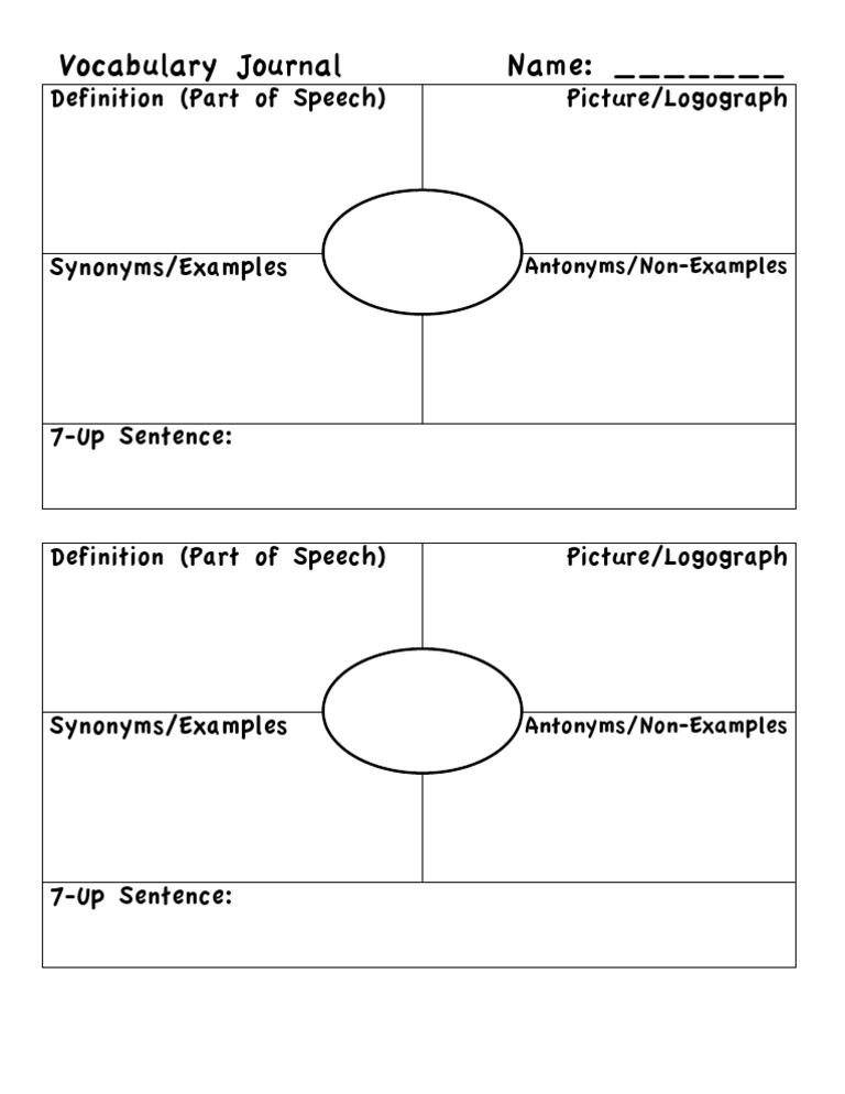 Vocabulary Journal Template PDF | PDF | Language Arts & Discipline