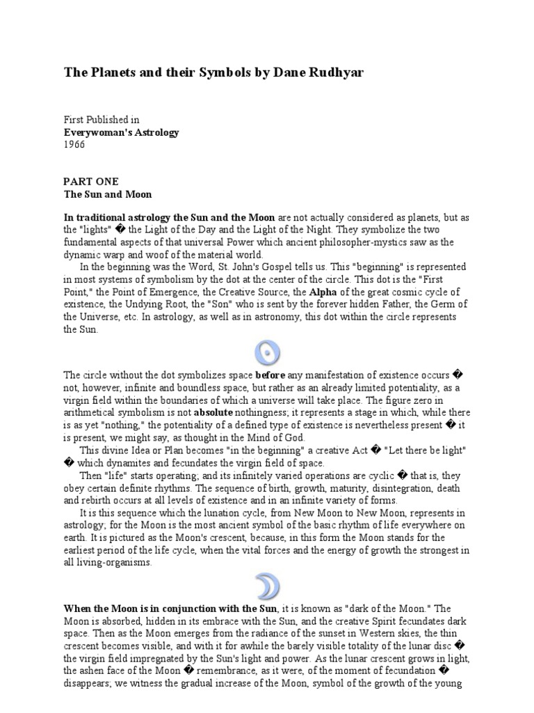 Dane Rudhyar The Planets and Their Symbols | PDF | Moon | Planets