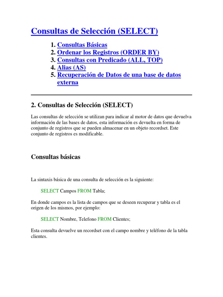 Funciones de Select SQL | PDF | SQL | Tabla (base de datos)