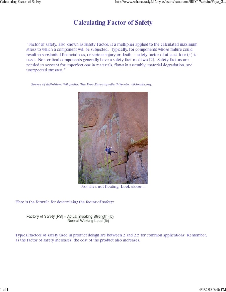 Calculating Factor of Safety