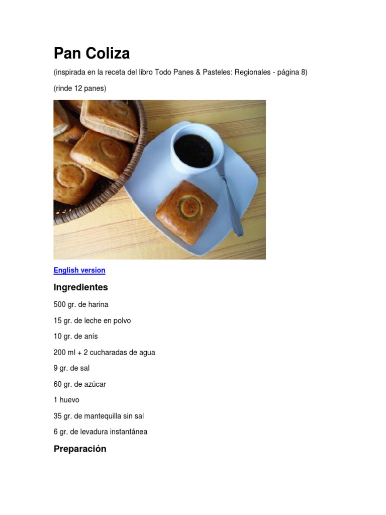 Pan Coliza | PDF | Panes | Levadura