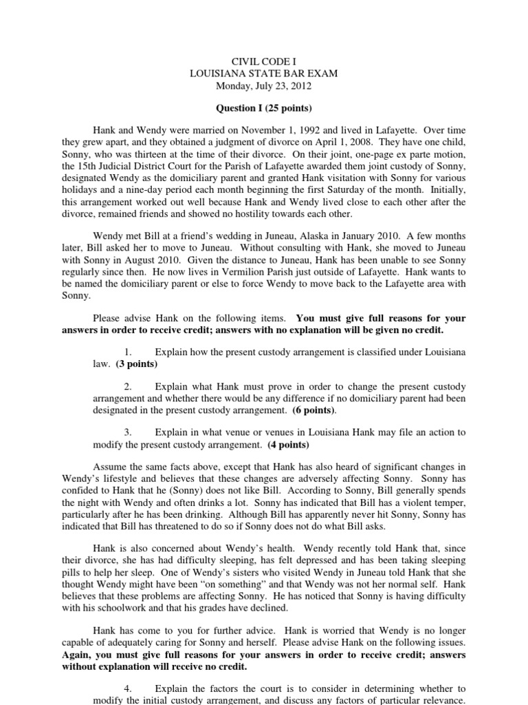 Louisiana Bar Exam Questions July 2012 | Download Free PDF | Trust Law ...
